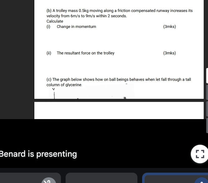 (b) A trolley mass 0.5kg moving along a | StudyX