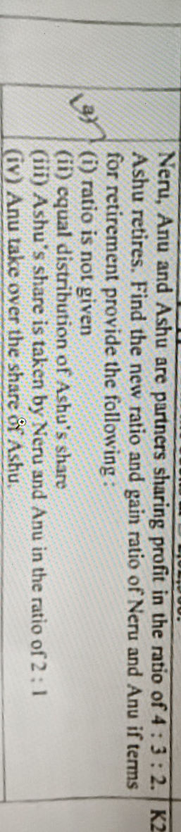 Neru, Anu and Ashu are partners sharing | StudyX