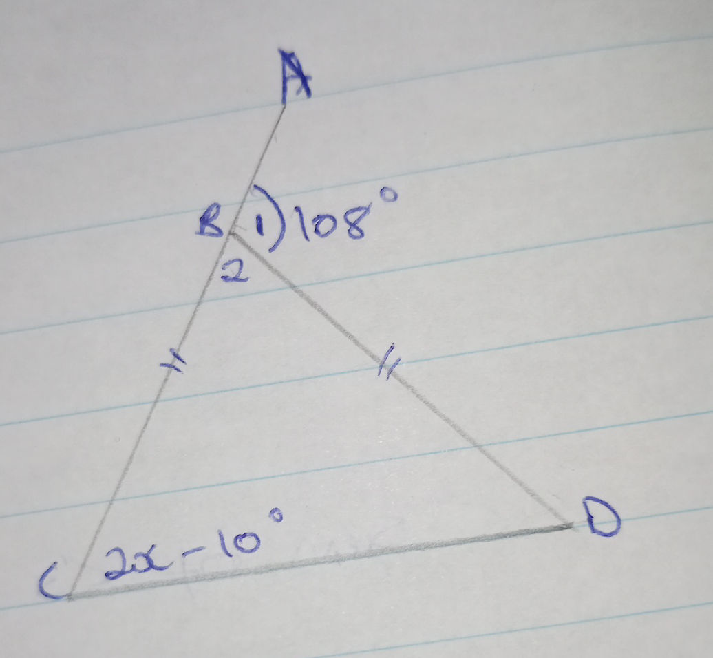 The image shows a triangle with angle B = | StudyX