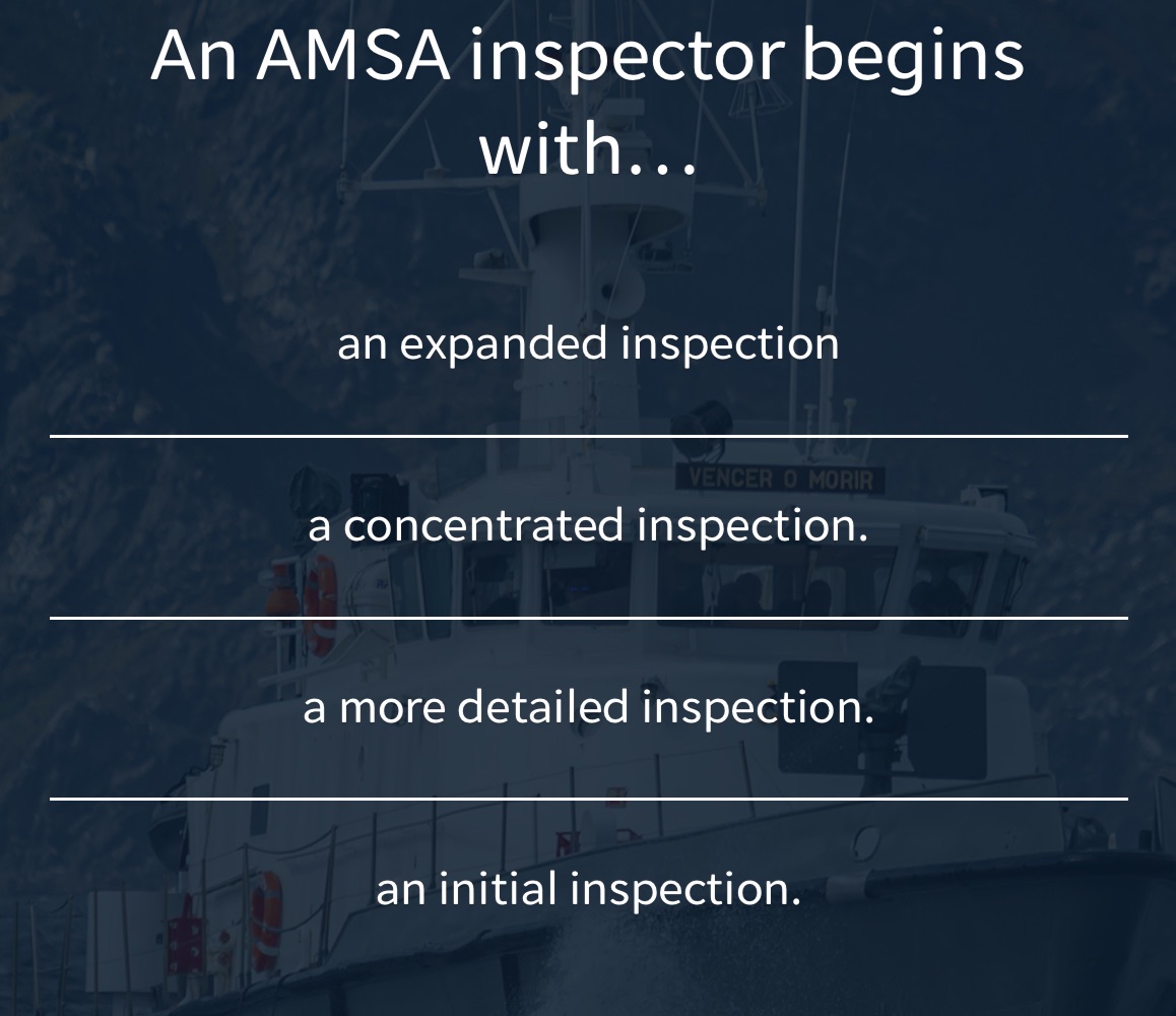 An AMSA inspector begins with... an expanded | StudyX