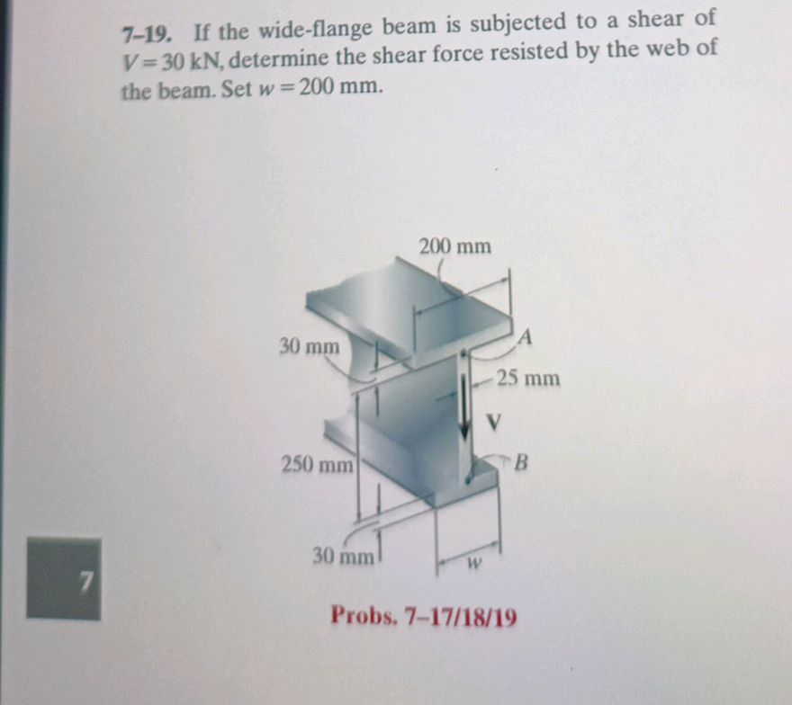 7-19. If the wide-flange beam is subjected | StudyX