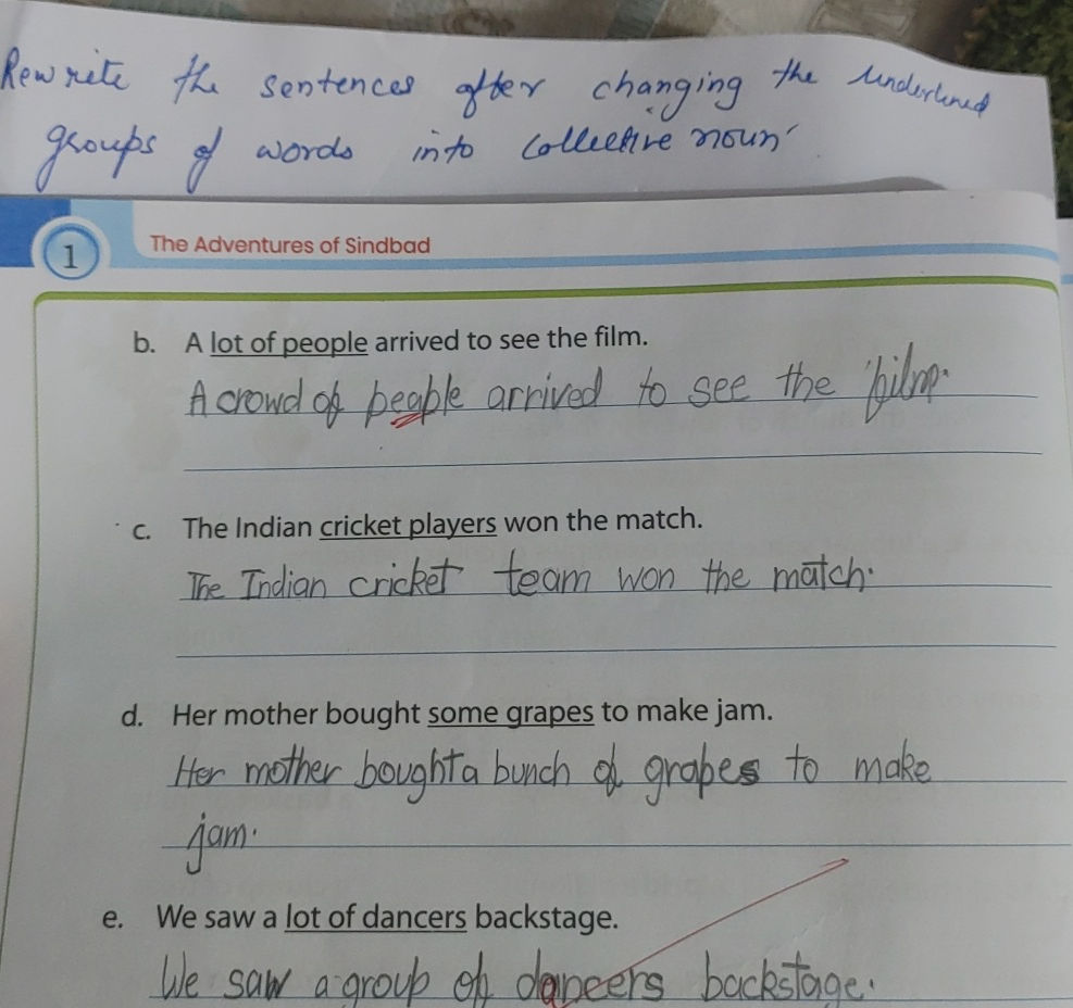 Rewrite the sentences after changing the | StudyX