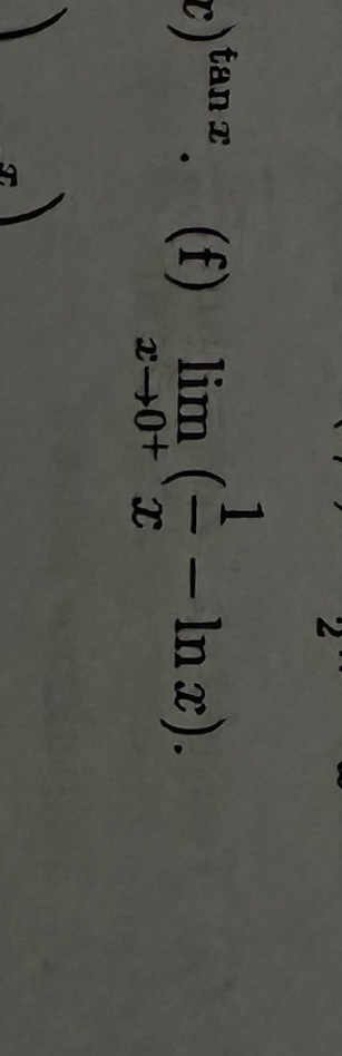 Calculate the limit of (1/x - ln x) as x | StudyX