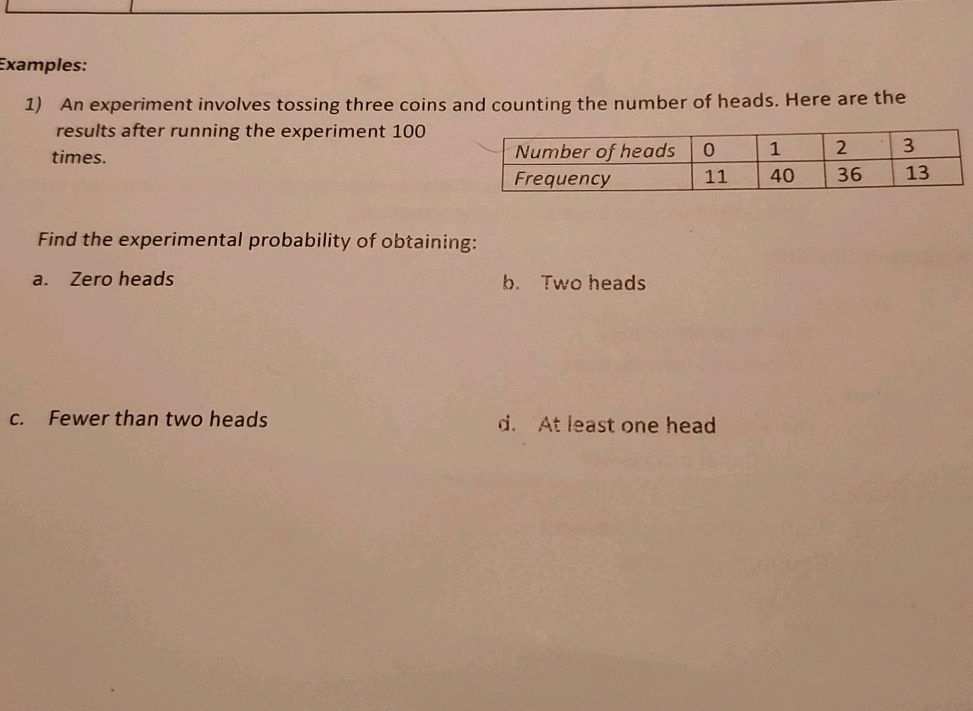 1) An experiment involves tossing three | StudyX