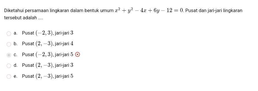 Diketahui persamaan lingkaran dalam bentuk | StudyX