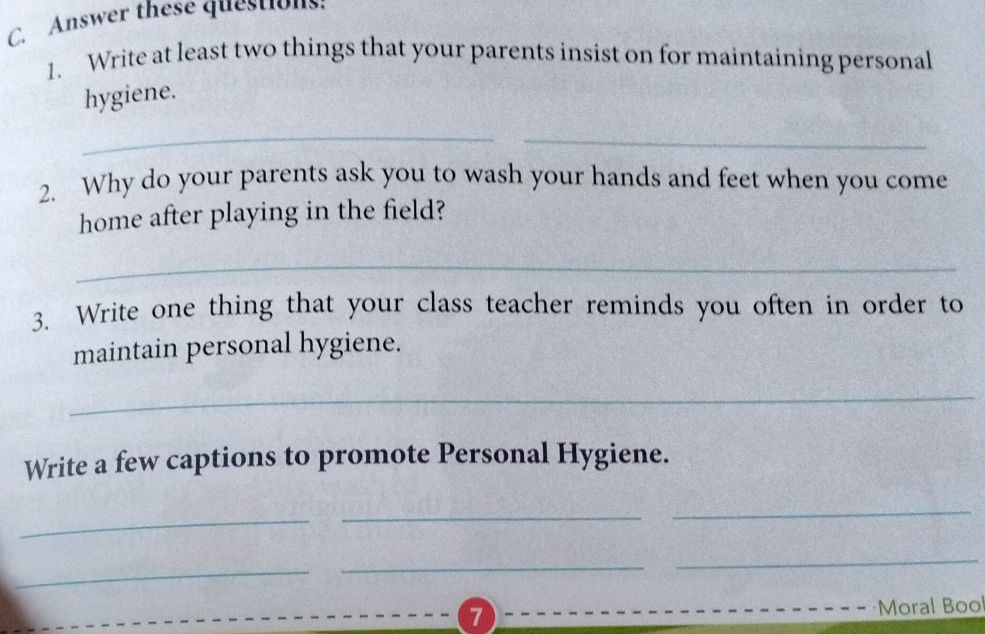 C. Answer these questions: 1. Write at | StudyX