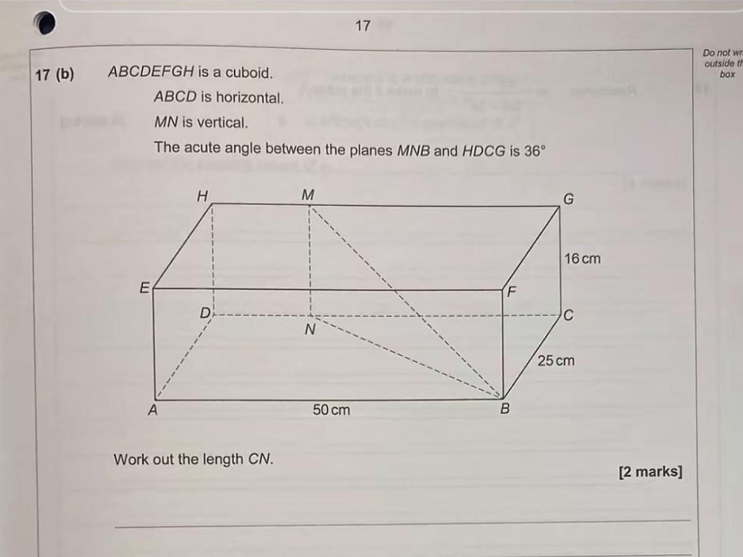 17 (b) ABCDEFGH is a cuboid. ABCD is | StudyX