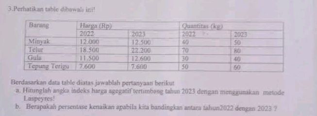3. Perhatikan table dibawali ini! | Barang | StudyX