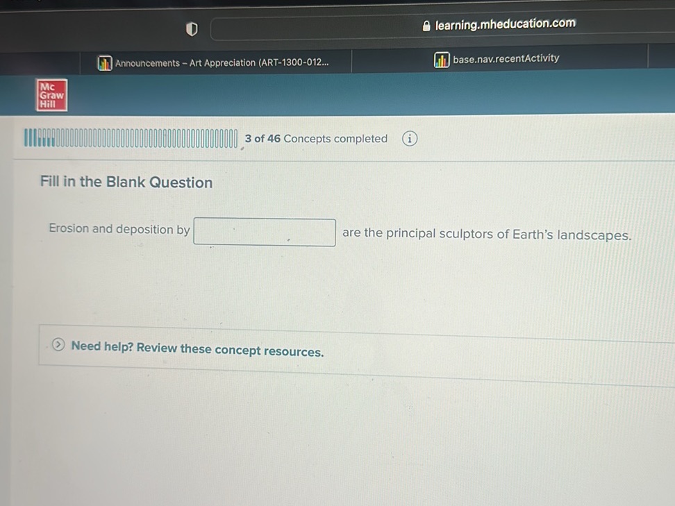 Fill in the Blank Question Erosion and | StudyX