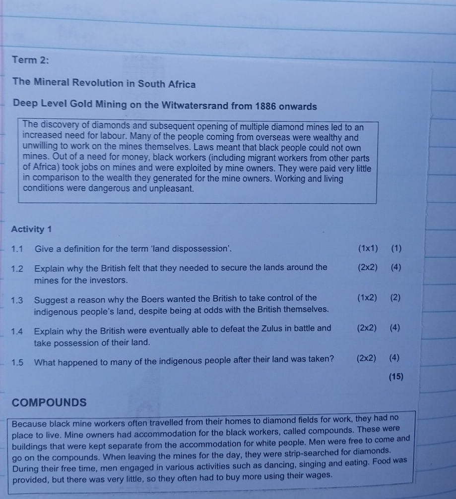 1.1 Give a definition for the term 'land | StudyX