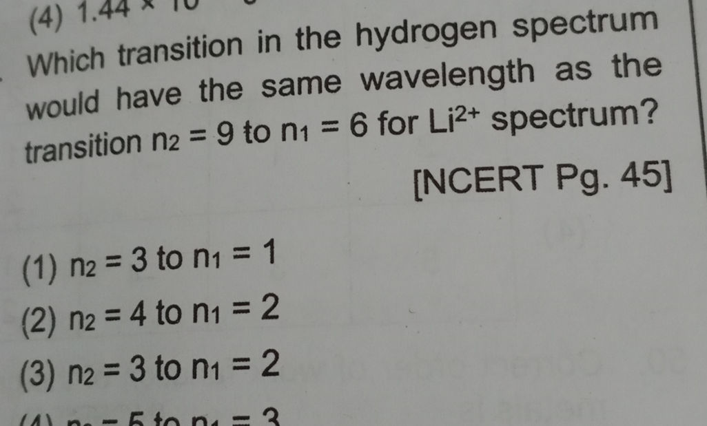Which transition in the hydrogen spectrum | StudyX