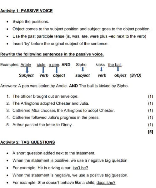 Activity 1: PASSIVE VOICE * Swipe the | StudyX
