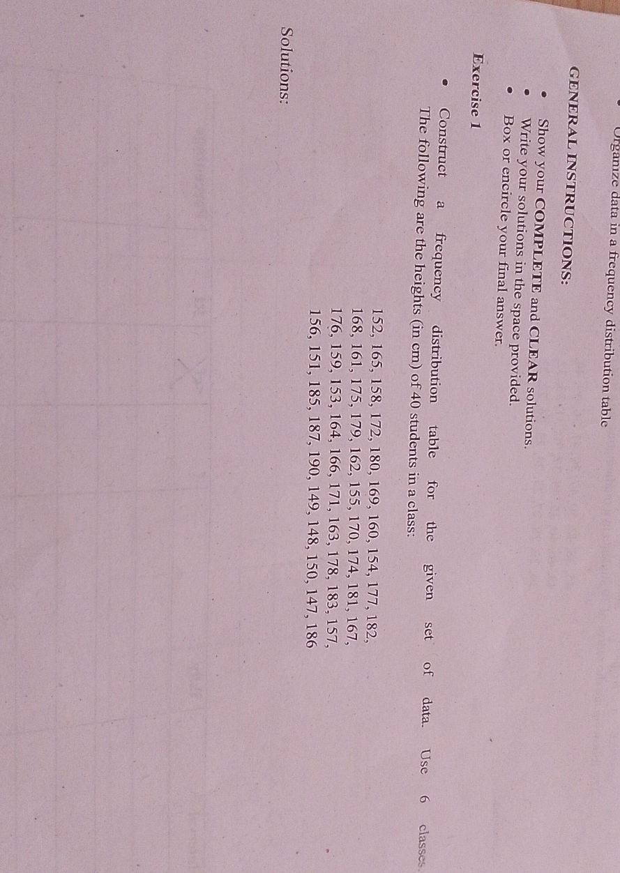 Construct a frequency distribution table for | StudyX