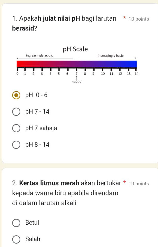 1. Apakah julat nilai pH bagi larutan | StudyX