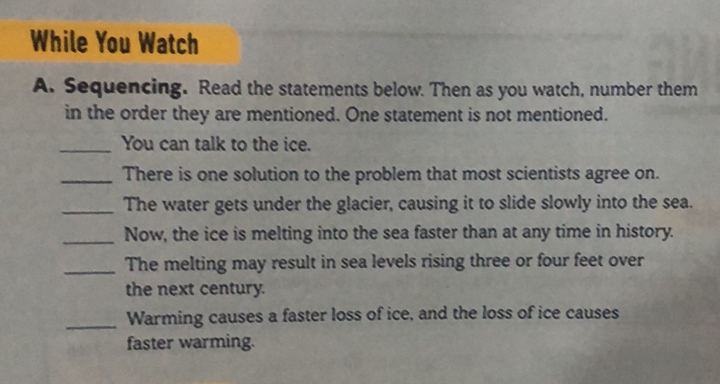 A. Sequencing. Read the statements below. | StudyX
