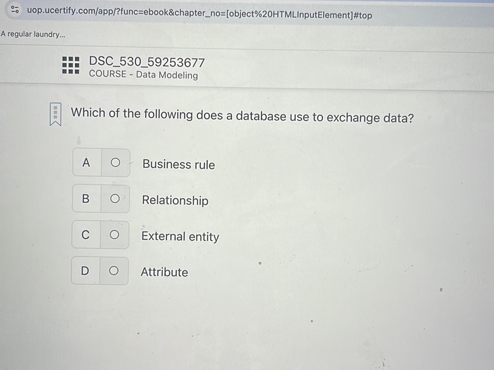 Which of the following does a database use | StudyX