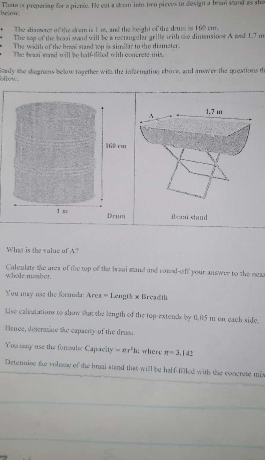 Thato is preparing for a picnic. He cut a | StudyX