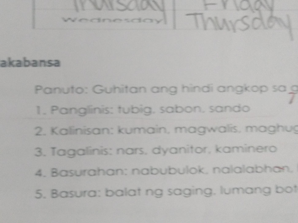 Panuto: Guhitan ang hindi angkop sa g 1. | StudyX