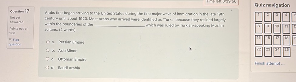 Arabs first began arriving to the United | StudyX