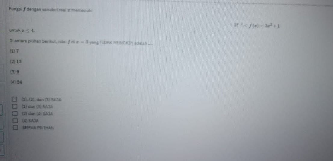 Fungsi $f$ dengan variabel real $x$ memenuhi | StudyX