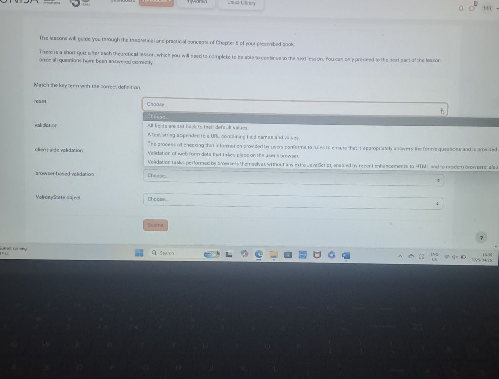 Match the key term with the correct | StudyX