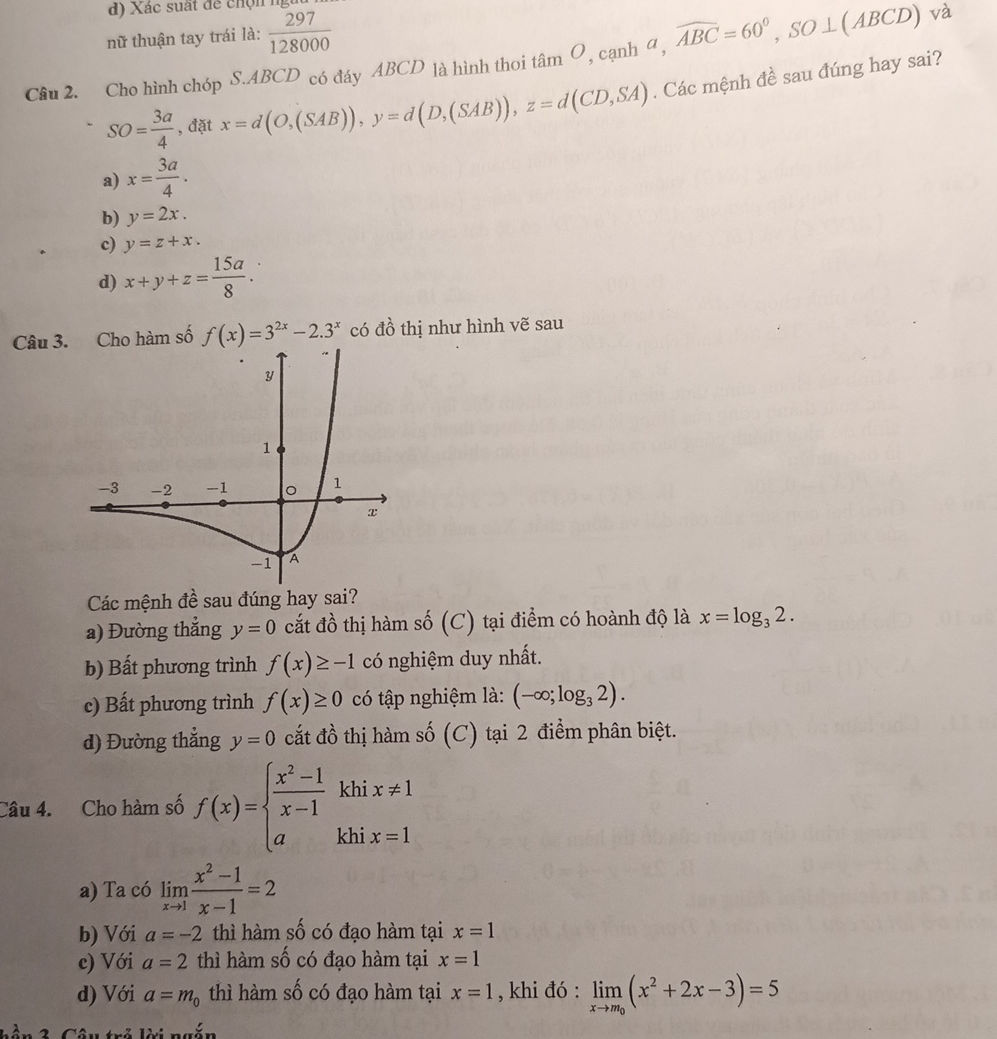 Câu 2. Cho hình chóp S.ABCD có đáy ABCD là | StudyX