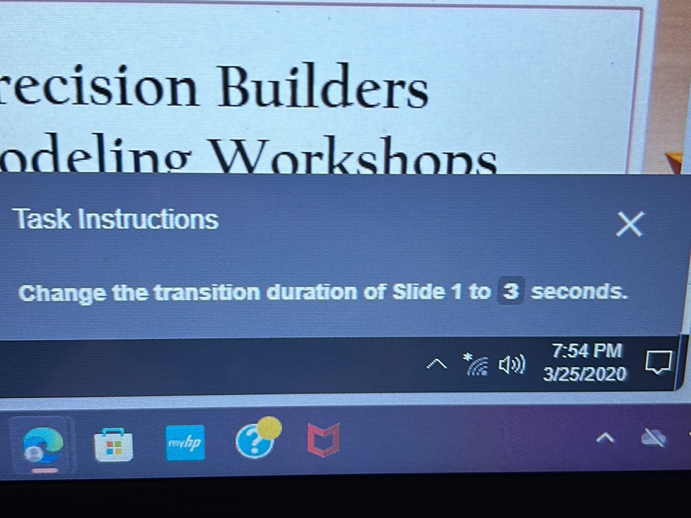 Change the transition duration of Slide 1 to | StudyX