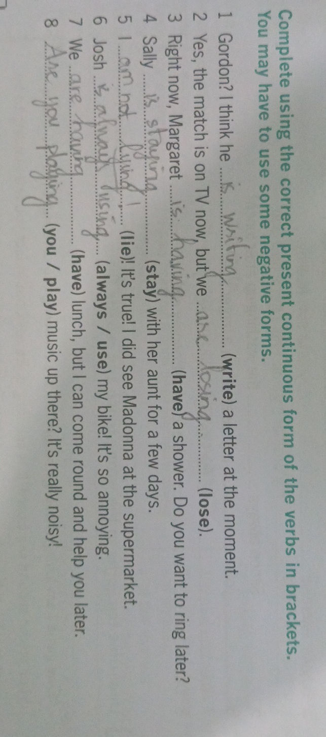 Complete using the correct present | StudyX