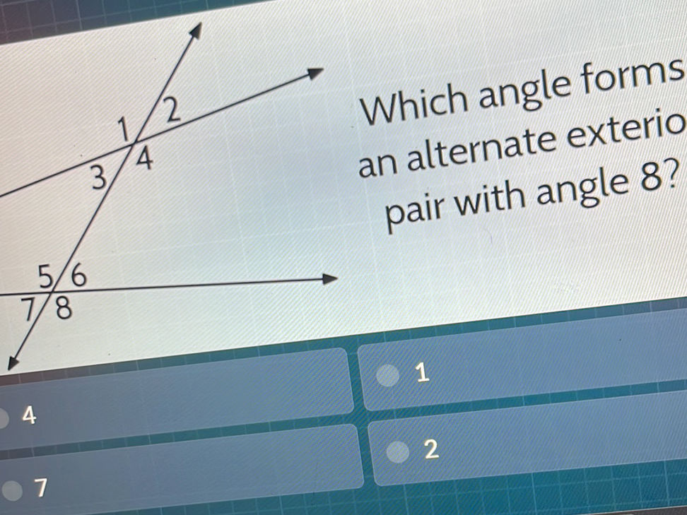Which angle forms an alternate exterior pair | StudyX