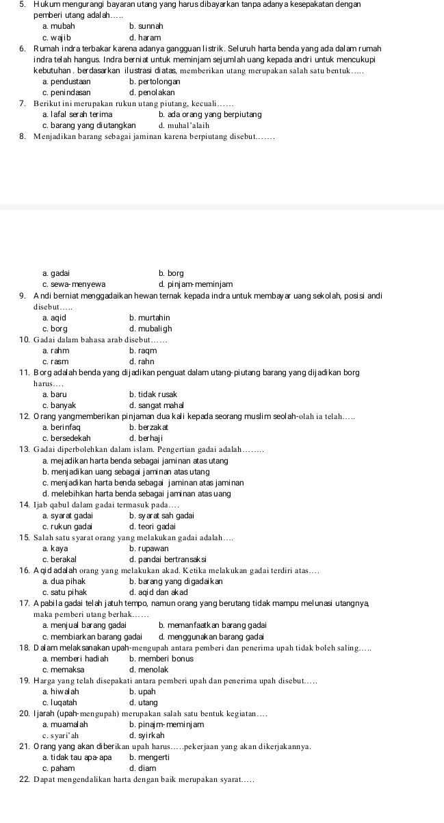 5. Hukum mengurangi bayaran utang yang harus | StudyX