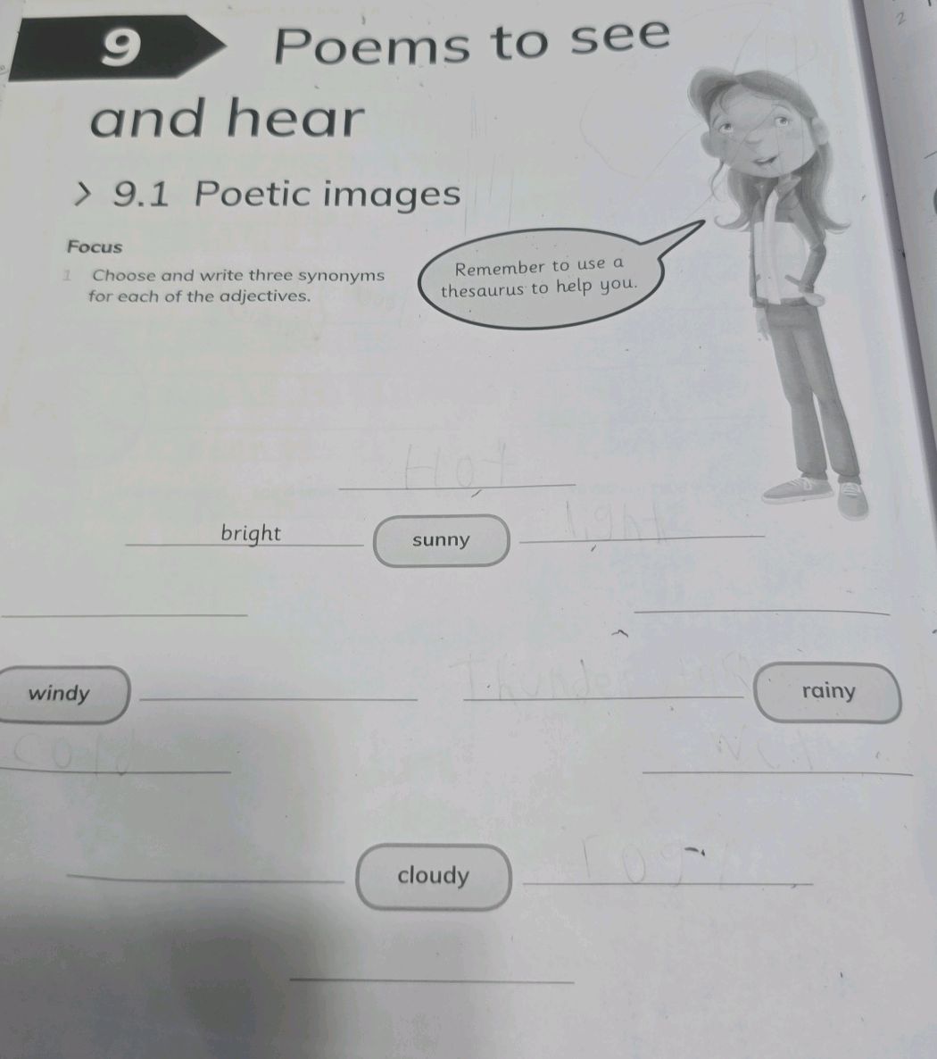 Choose and write three synonyms for each of | StudyX