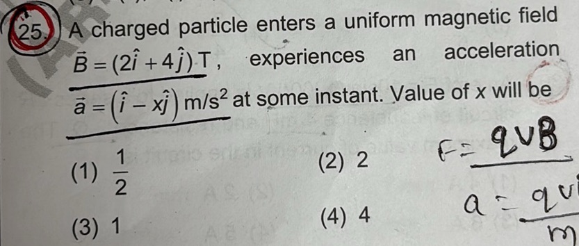 25. A charged particle enters a uniform | StudyX