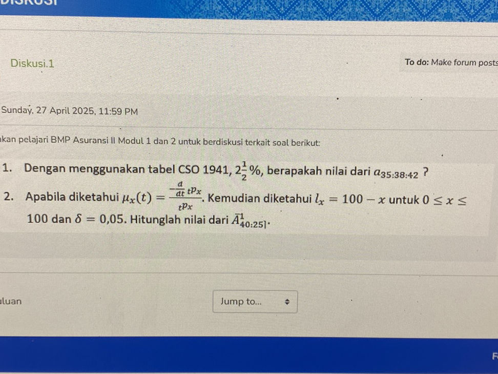 1. Dengan menggunakan tabel CSO 1941, $2 | StudyX