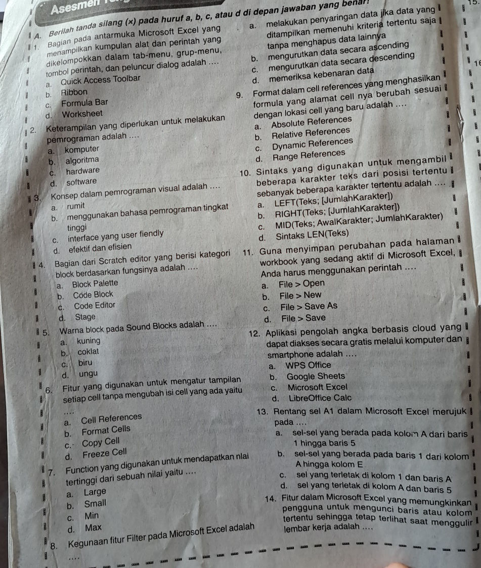 1. Bagian pada antarmuka Microsoft Excel | StudyX