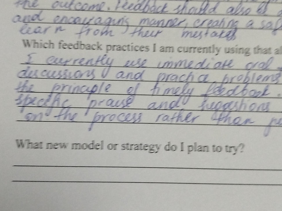 Which feedback practices I am currently | StudyX