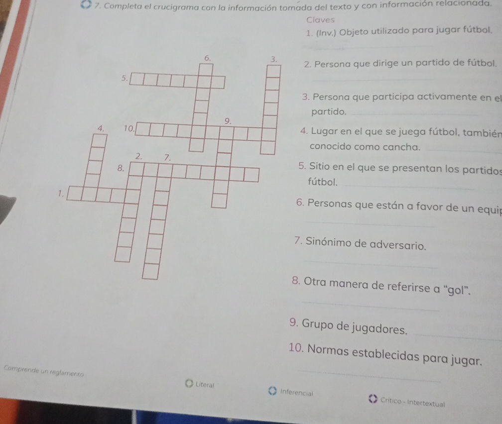 7. Completa el crucigrama con la información | StudyX