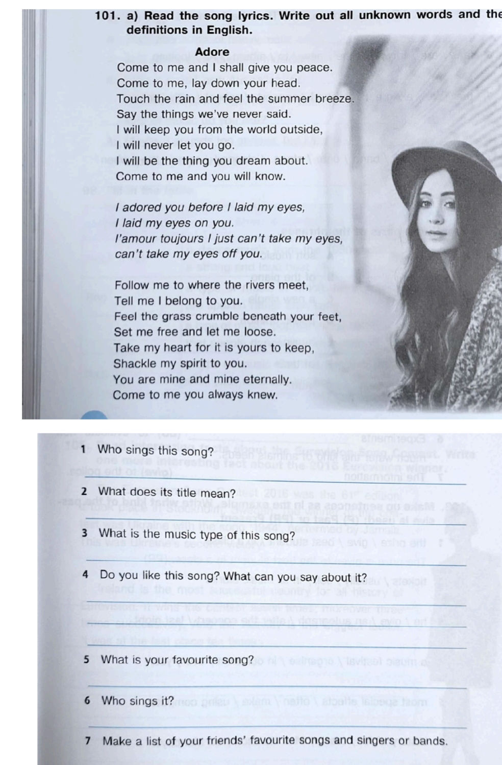 101. a) Read the song lyrics. Write out all | StudyX