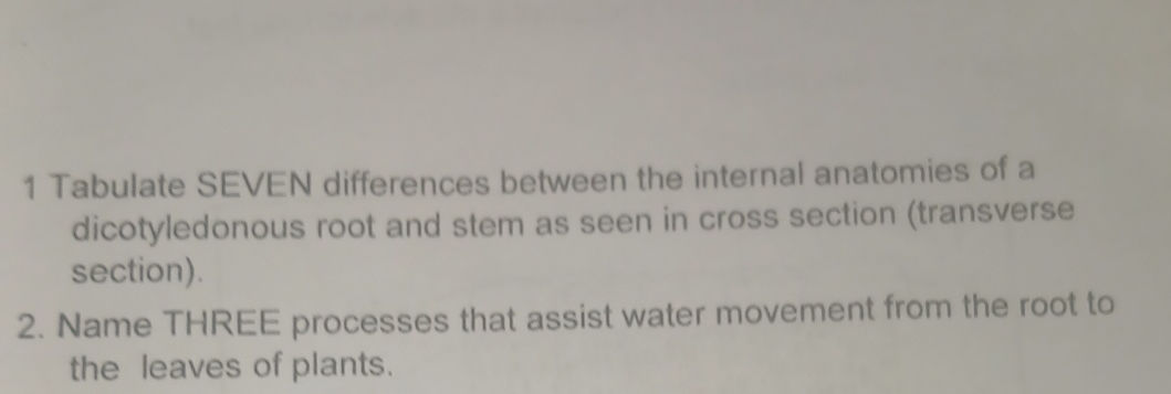 1 Tabulate SEVEN differences between the | StudyX