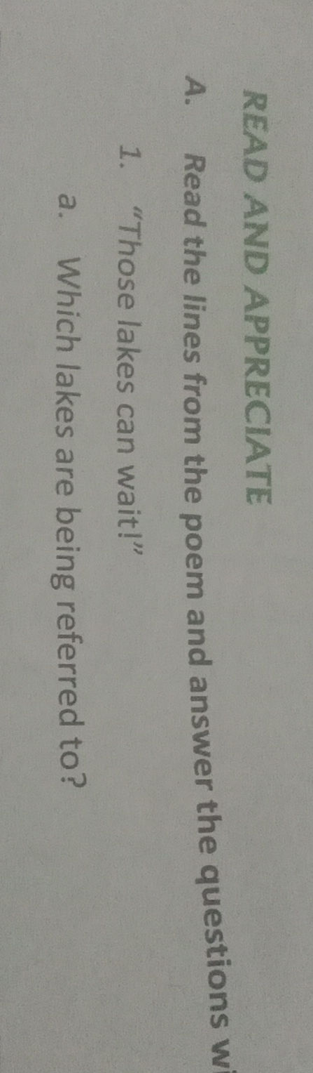 A. Read the lines from the poem and answer | StudyX
