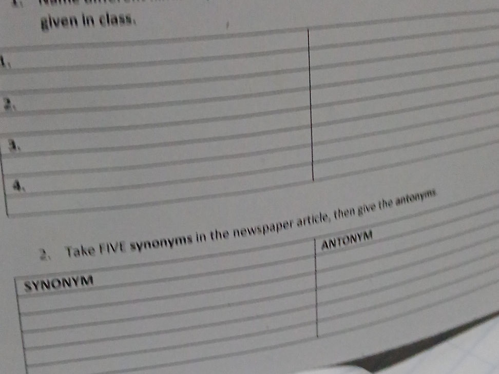 1. 2. Take FIVE synonyms in the newspaper | StudyX