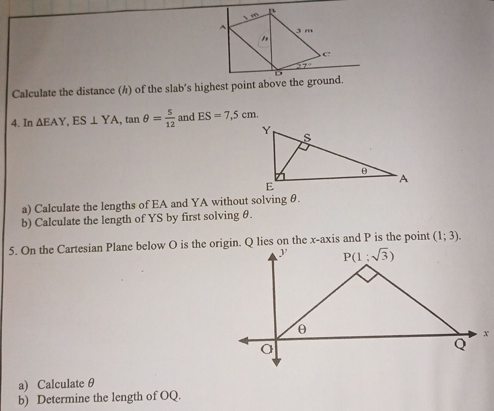 Calculate the distance (h) of the slab's | StudyX