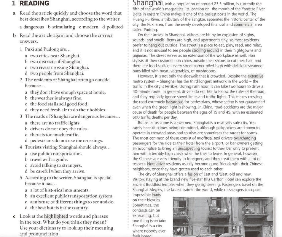 1 READING a Read the article quickly and | StudyX