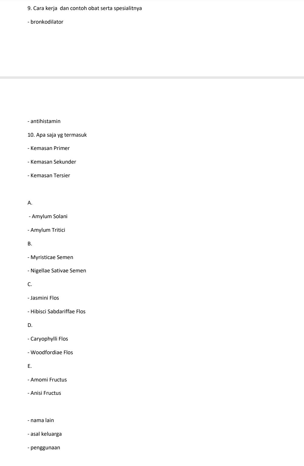 9. Cara kerja dan contoh obat serta | StudyX