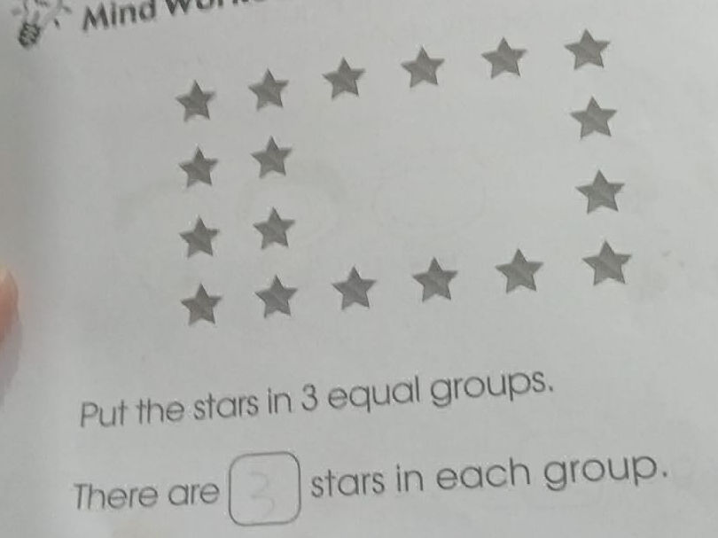 Put the stars in 3 equal groups. There are | StudyX