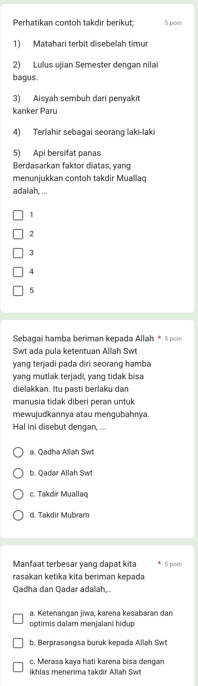 Perhatikan contoh takdir berikut; 1) | StudyX
