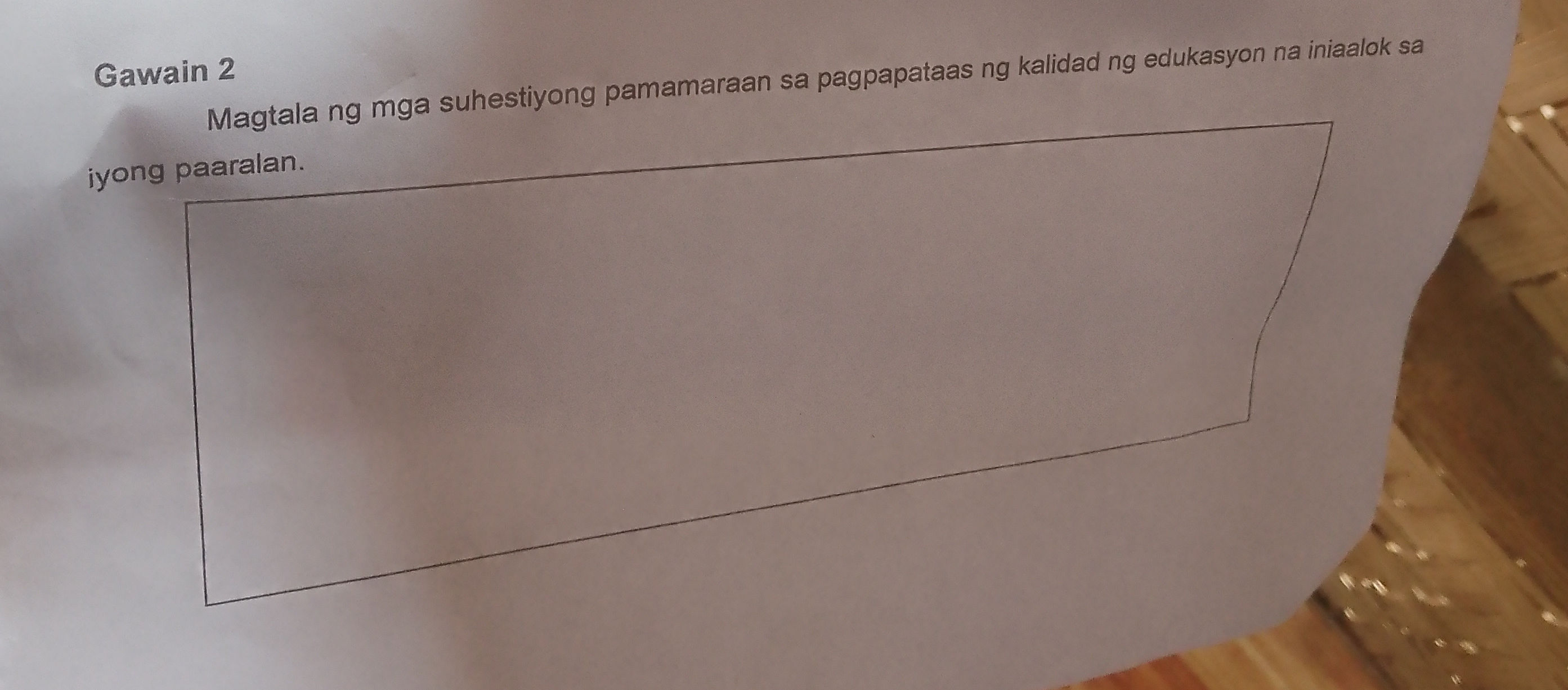 Gawain 2 Magtala ng mga suhestiyong | StudyX