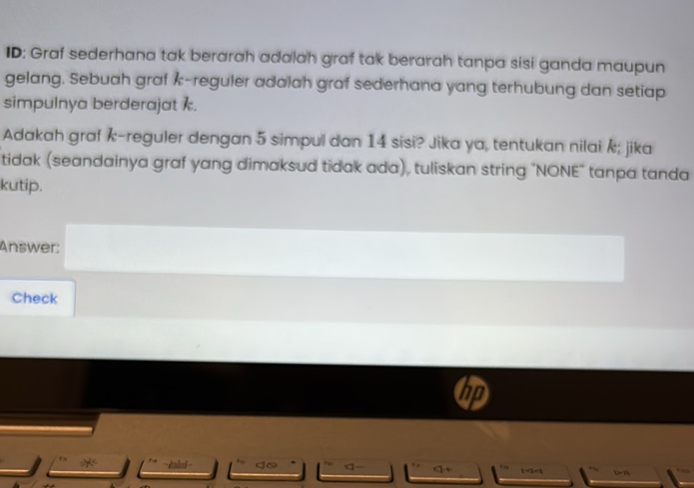 Adakah graf $k$-reguler dengan 5 simpul dan | StudyX