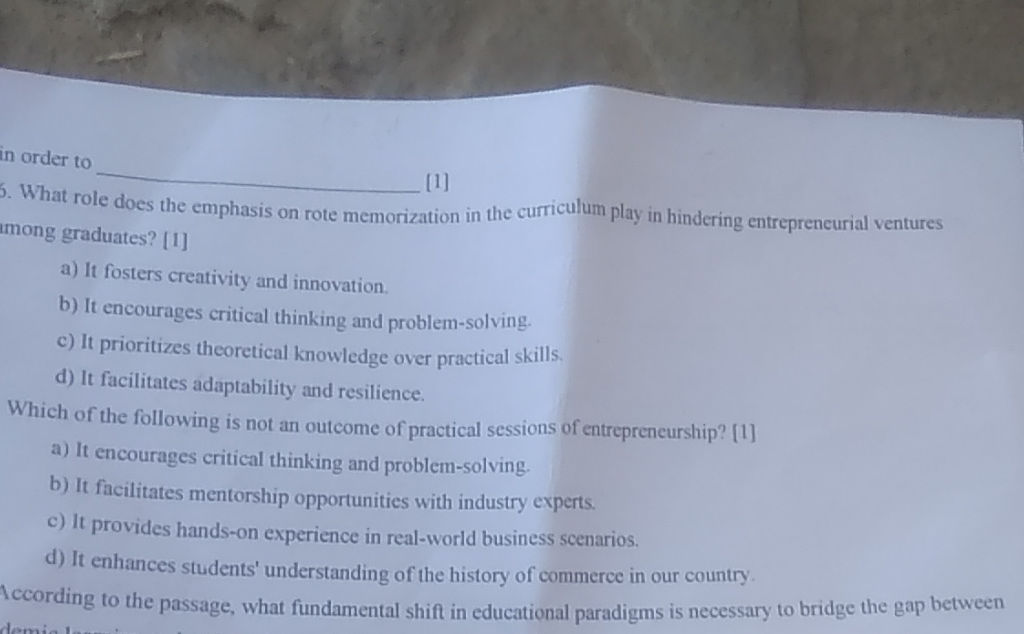 6. What role does the emphasis on rote | StudyX