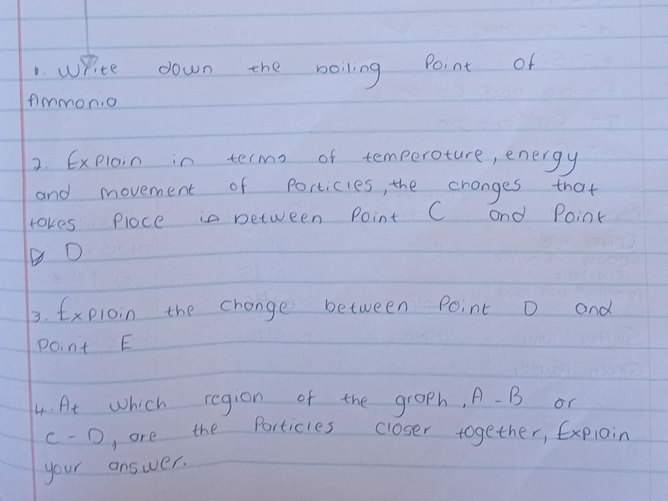 1. Write down the boiling point of Ammonia | StudyX