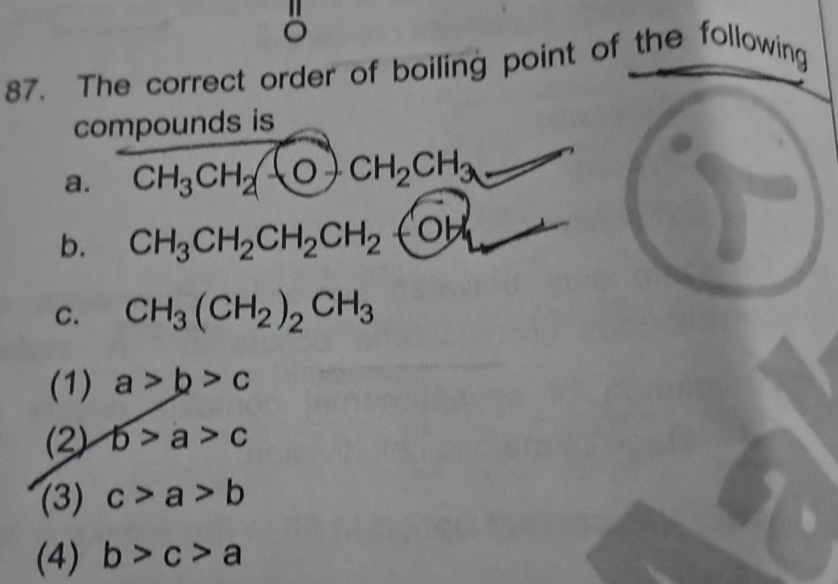 87. The correct order of boiling point of | StudyX